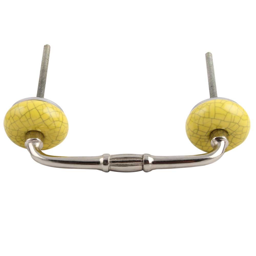 Yellow Crackle Ceramic Bridge Handle