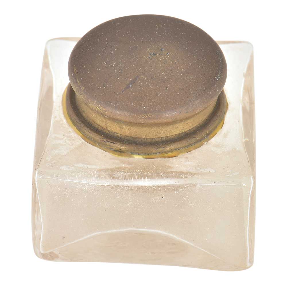 Vintage Glass Clear Rectangular Ink Pot