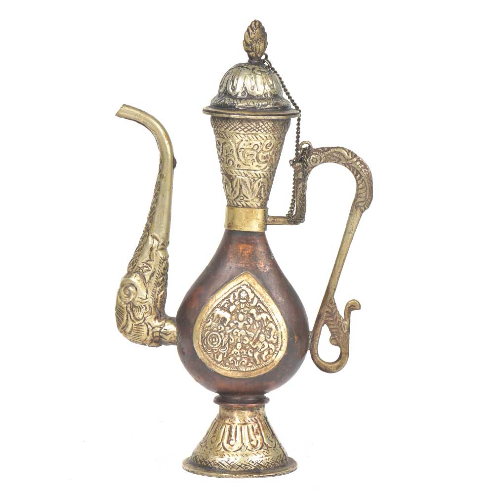 Brass Copper Surahi With Engraved Designs