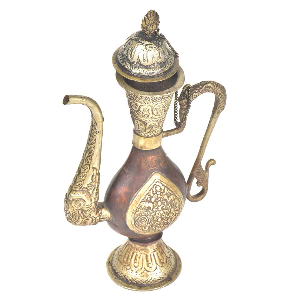 Brass Copper Surahi With Engraved Designs