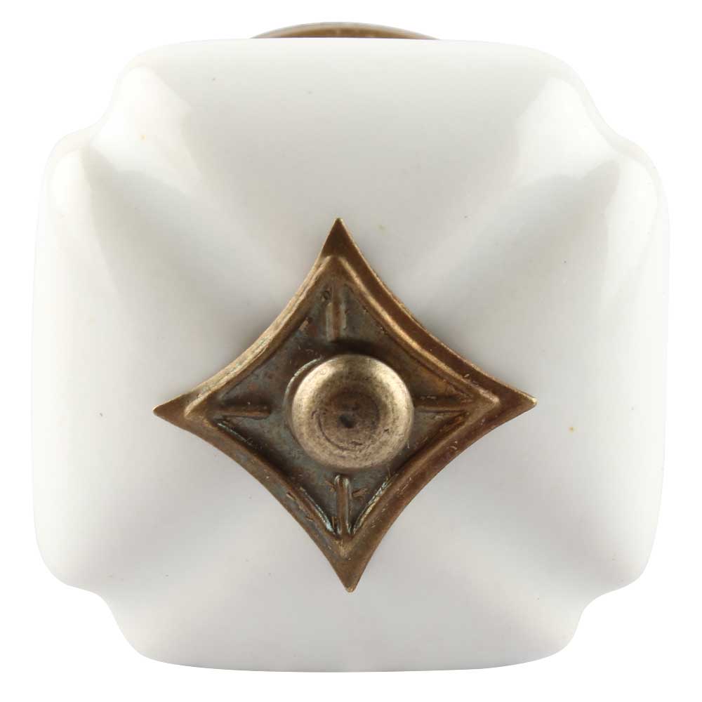 White Square Ceramic Dresser Knob