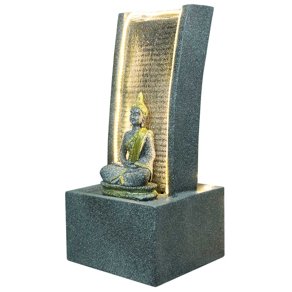 Slate Water Fountain With Lord Buddha Statue Small In Black