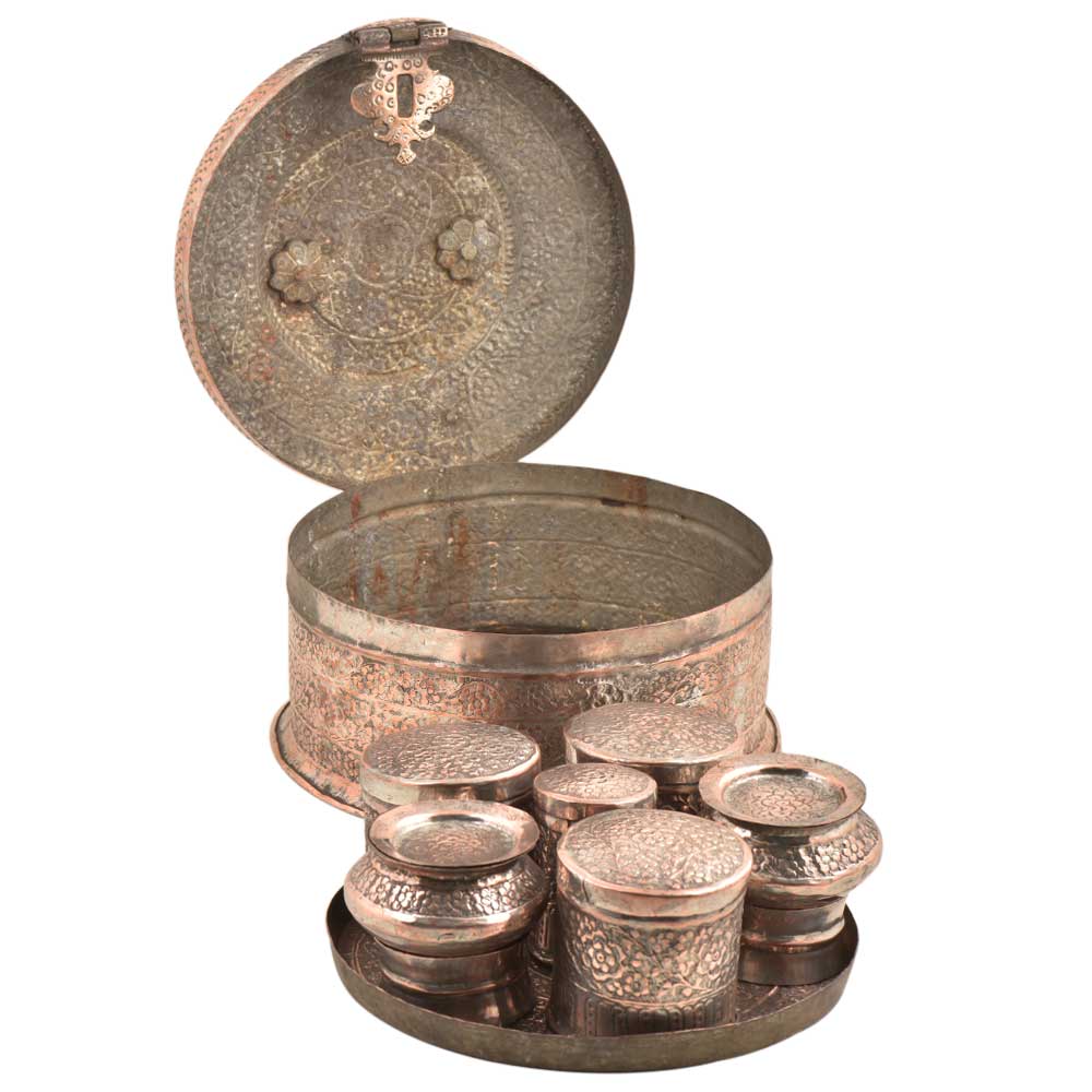 Copper Antique Copper Repousse Paan Dan Box