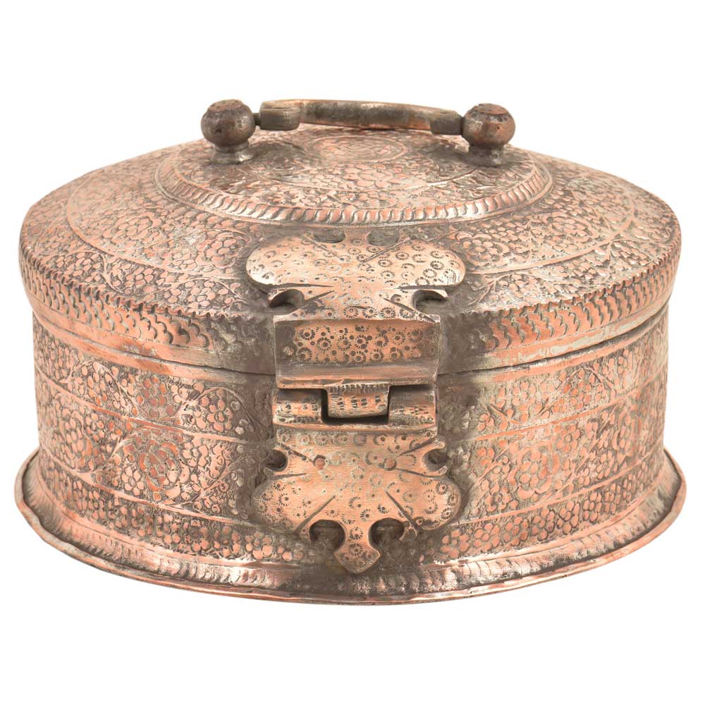 Copper Antique Copper Repousse Paan Dan Box