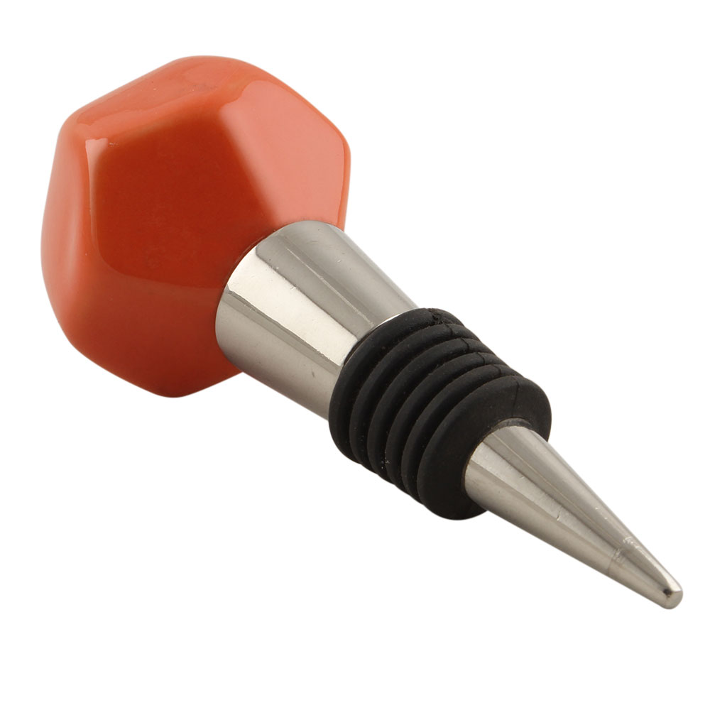 Solid Orange Octagon Ceramic Wine Stopper Online