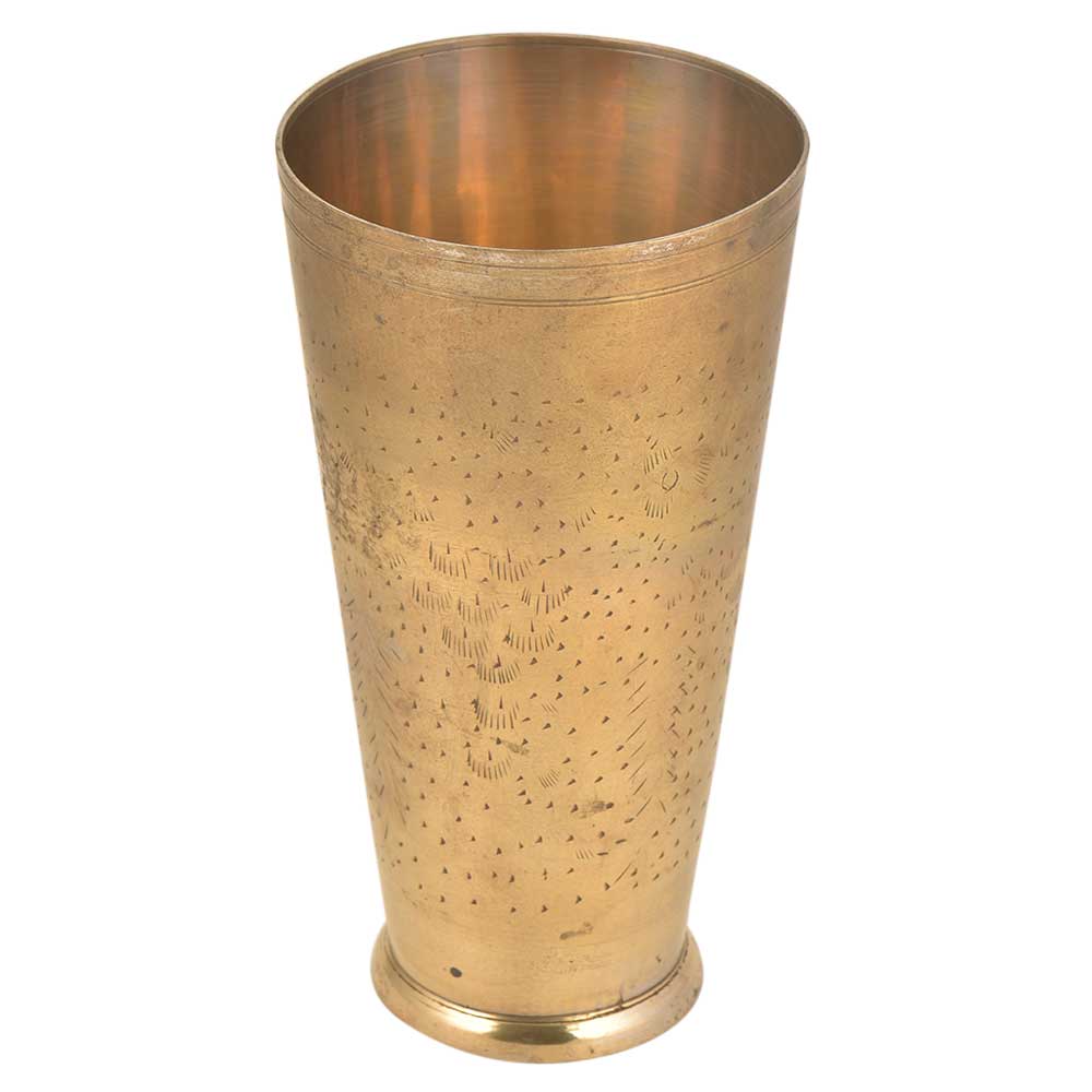 Dotted Design Traditional Brass Punjabi Lassi Glass