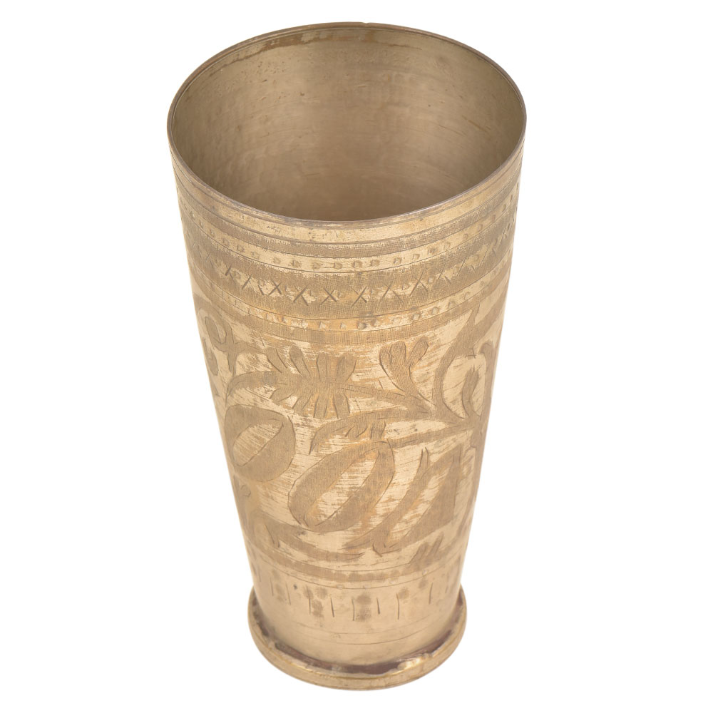 Good Carved Floral Design Brass Punjabi lassi Glass