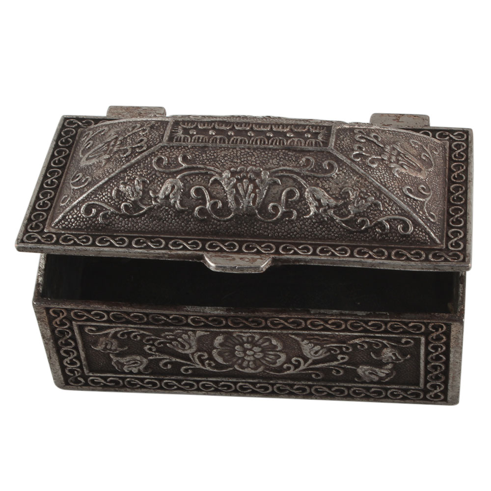Metal Floral Square Small Storage Box