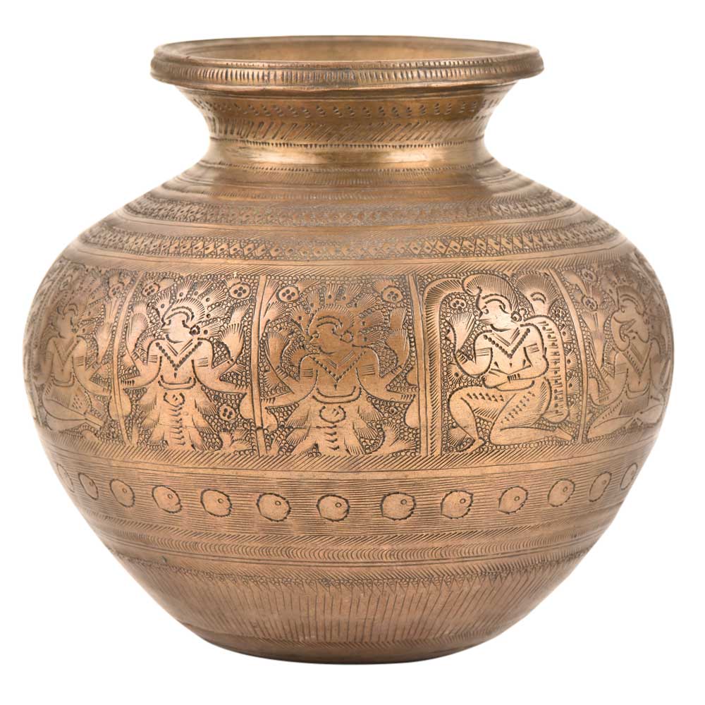 Hand Engraved Hindu Gods Pooja Holy Water Pot