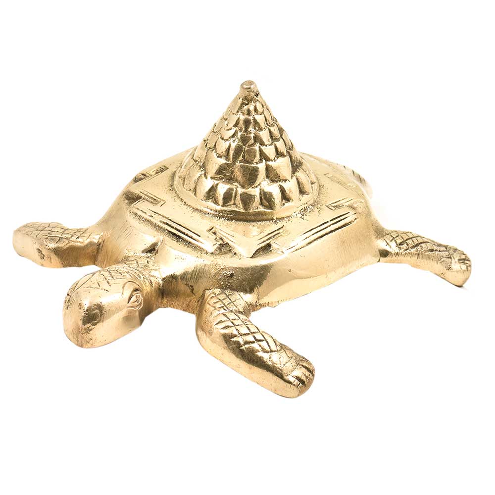 Hand Made Pyramid Tortoise Turtle With Shri Yantra In Brass