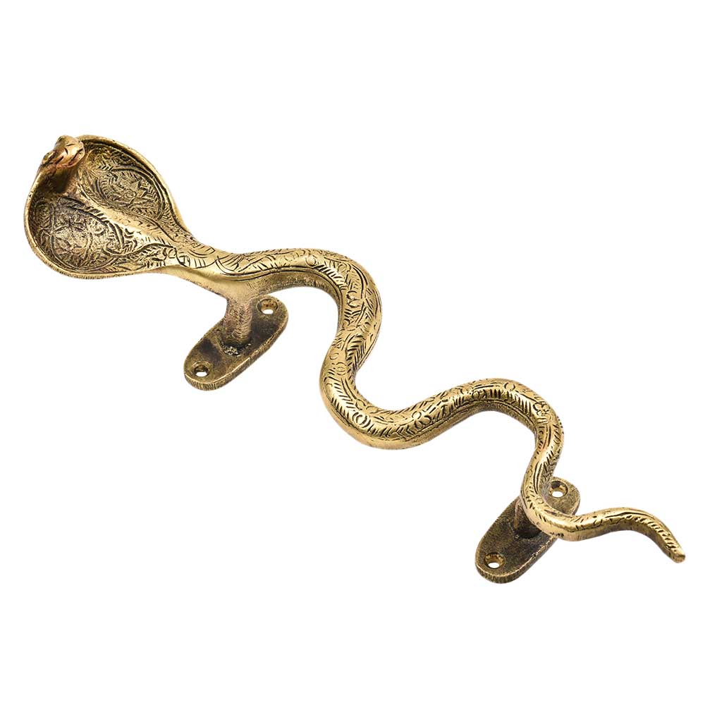 Finely Engraved Floral Pattern Brass Cobra Snake Handle