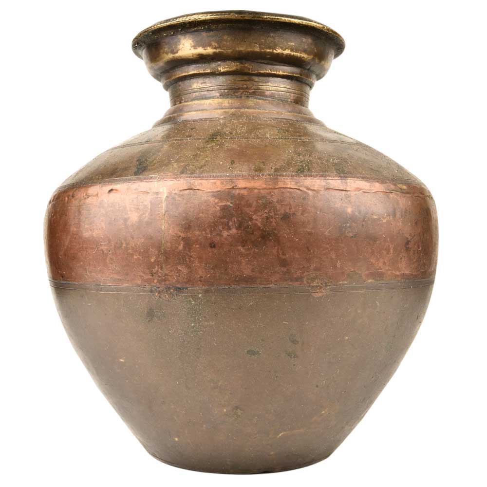 Traditional Brass And Copper Or Ganga Jamuna Pot