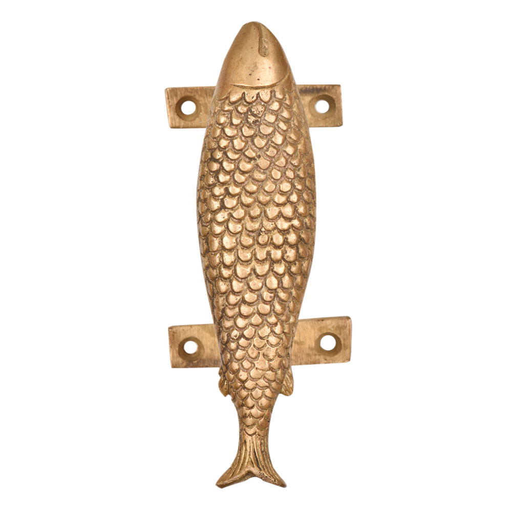 Elegant Golden Brass Fish Door Handle
