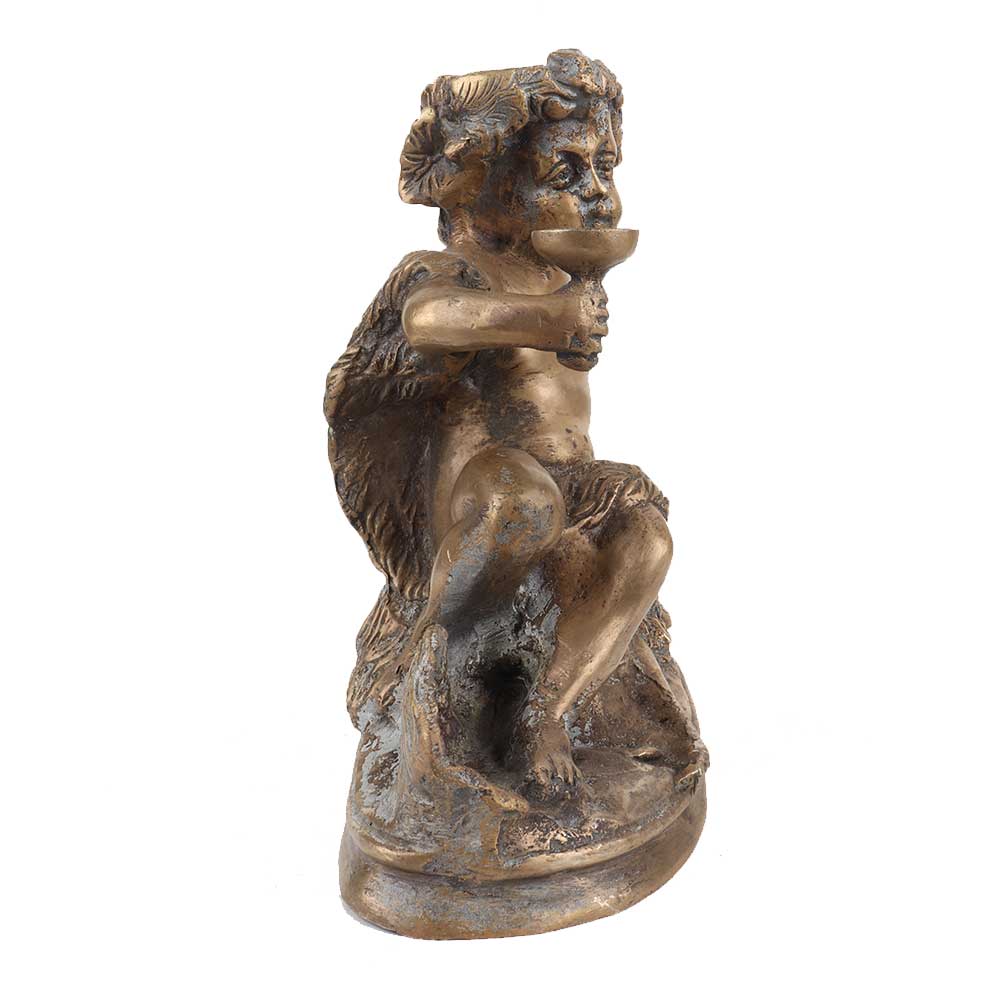 Brass Cherub Prince Statue with Glass In Hand Italian Renaissance Statue