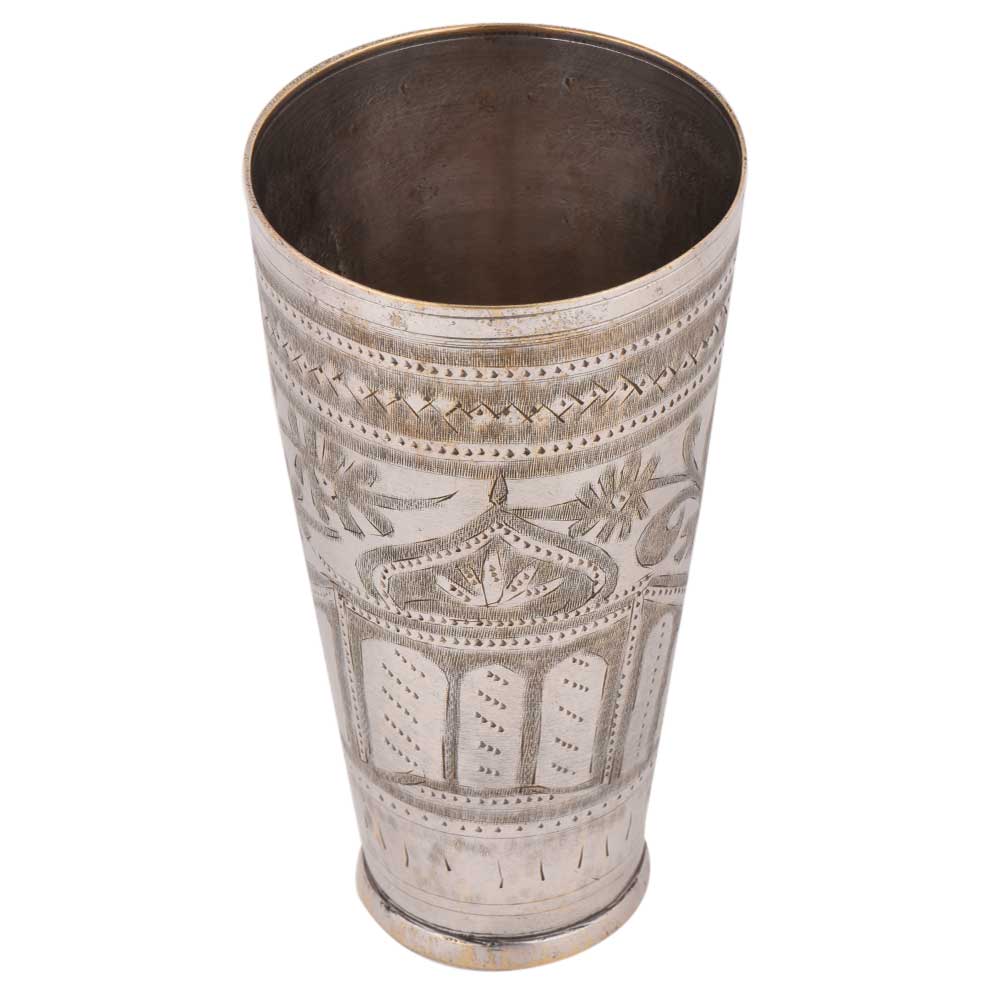 Brass Lassi Glass Cup With Engraved Islamic Design
