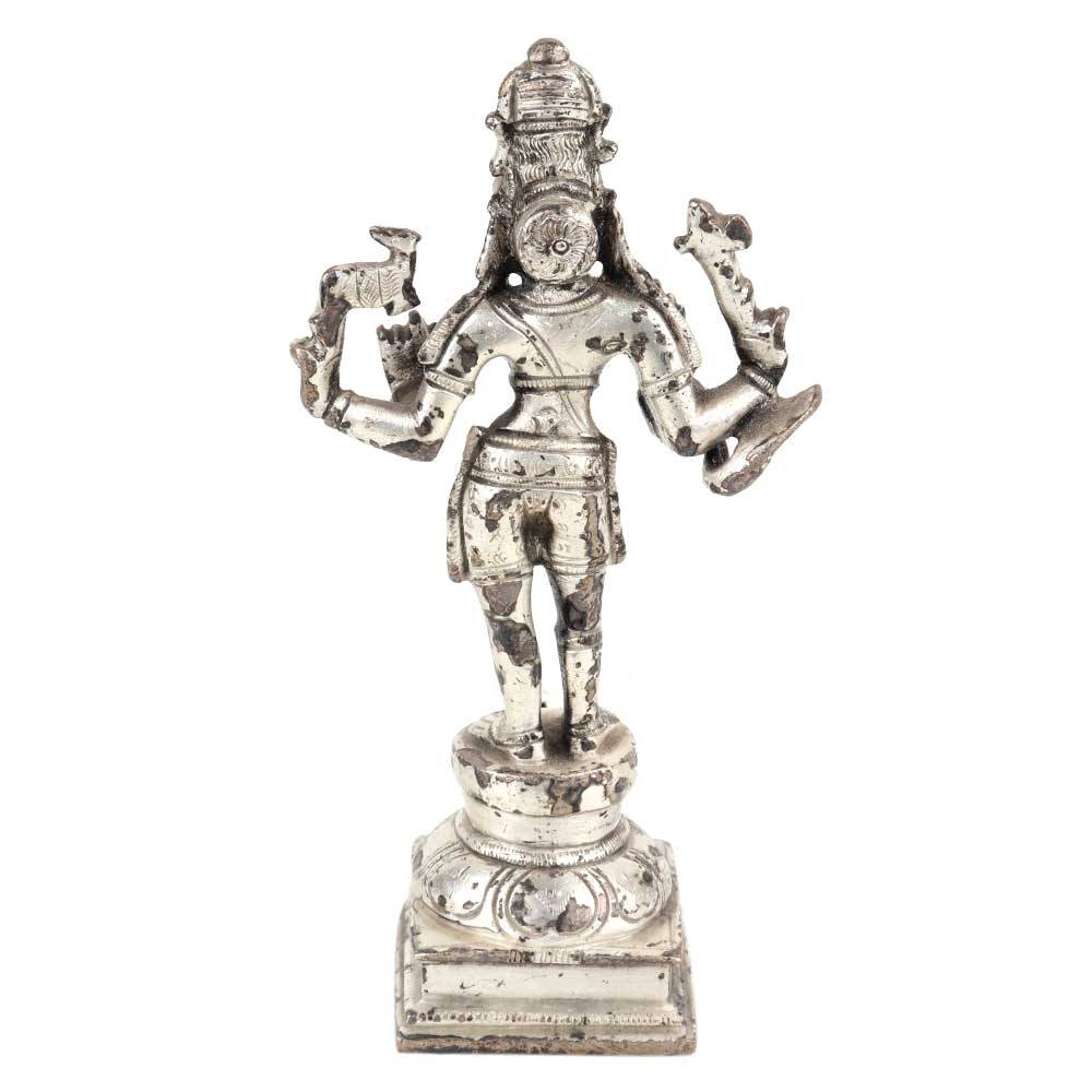 Brass Lord Vishnu Standing Idol Statue Worship Silver Finish