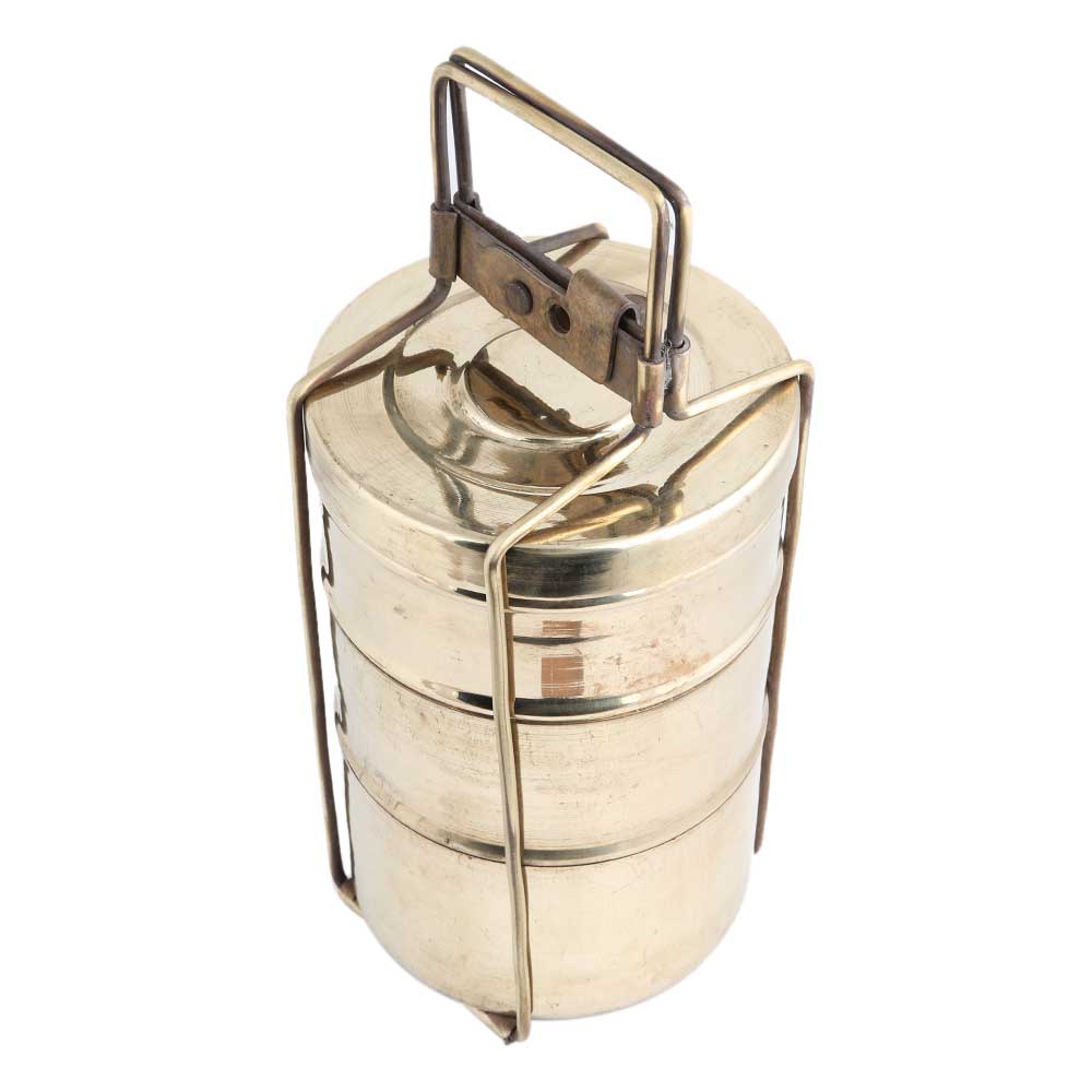Golden Brass Three storage Tiffin Box Or Lunch Box