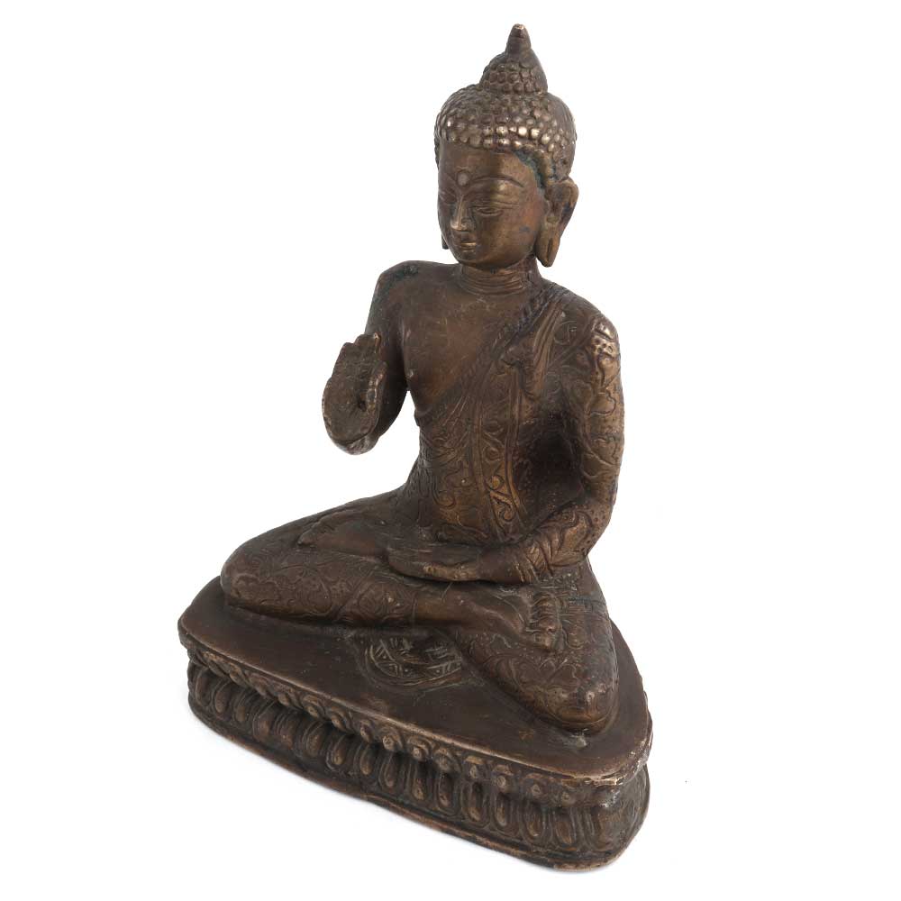Brass Buddha Statue Sitting Blessing Hand