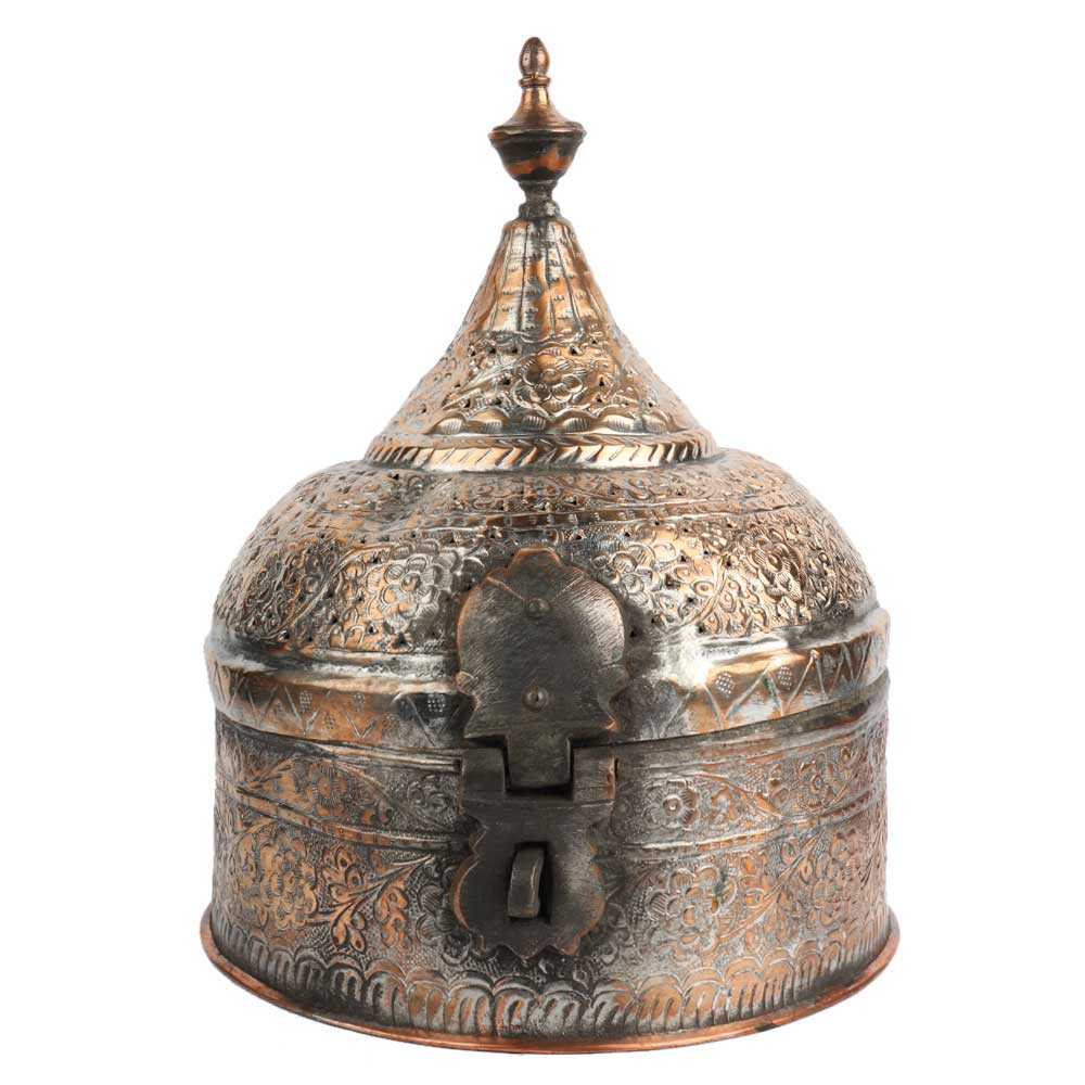Copper Indian Paan Daan Dome Lid Finial 6 Storage Box