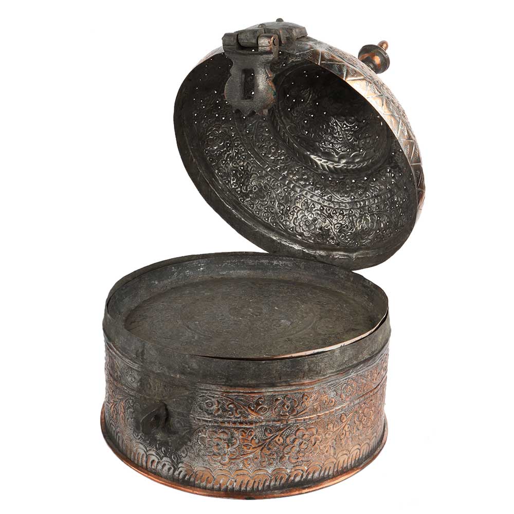 Copper Indian Paan Daan Dome Lid Finial 6 Storage Box