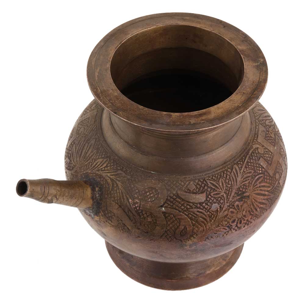 Indian Spouted Floral Brass Pot Lota