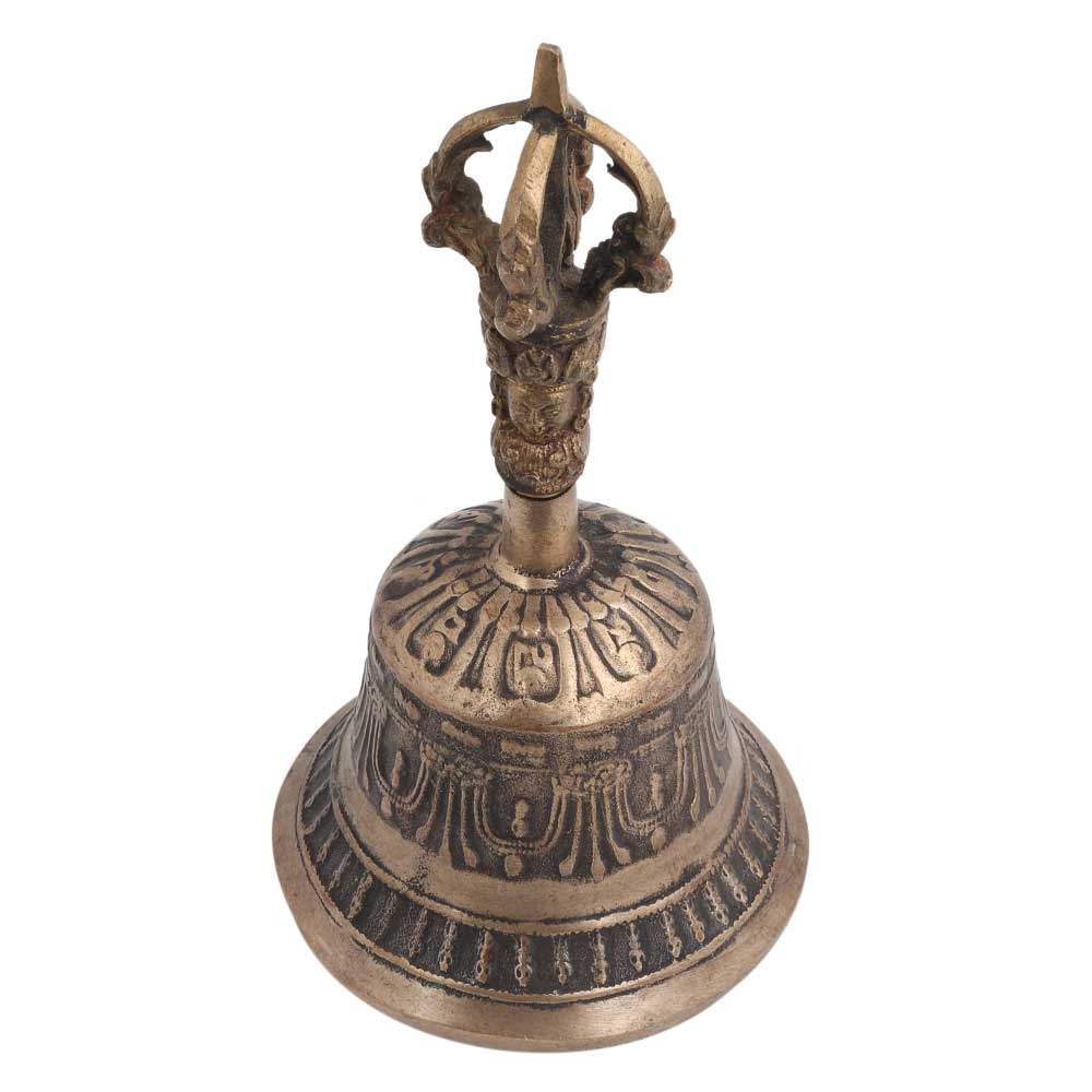 Brass Nepali Decorated And Embossed Vajra Bell