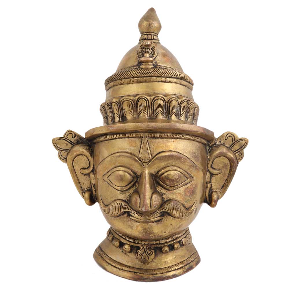 Brass Shiva Head Statue With Moustache Wall Hanging