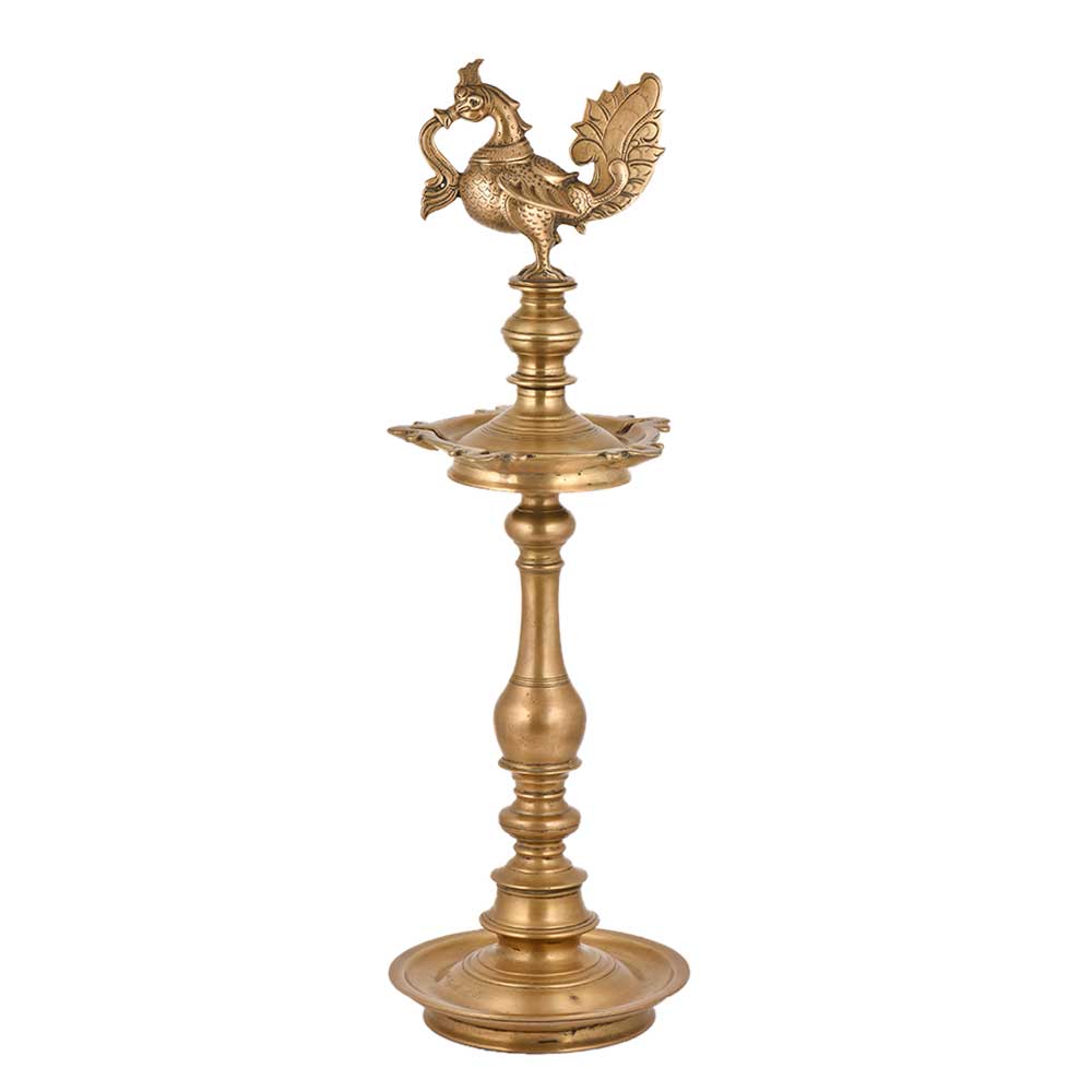 Brass Peacock Deepak Diya Vilakku Deepam Stand