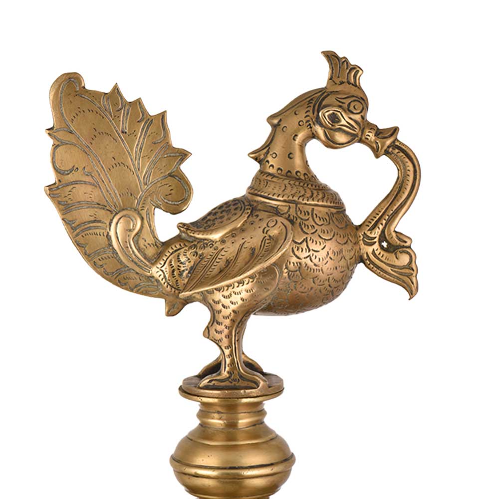 Brass Peacock Deepak Diya Vilakku Deepam Stand