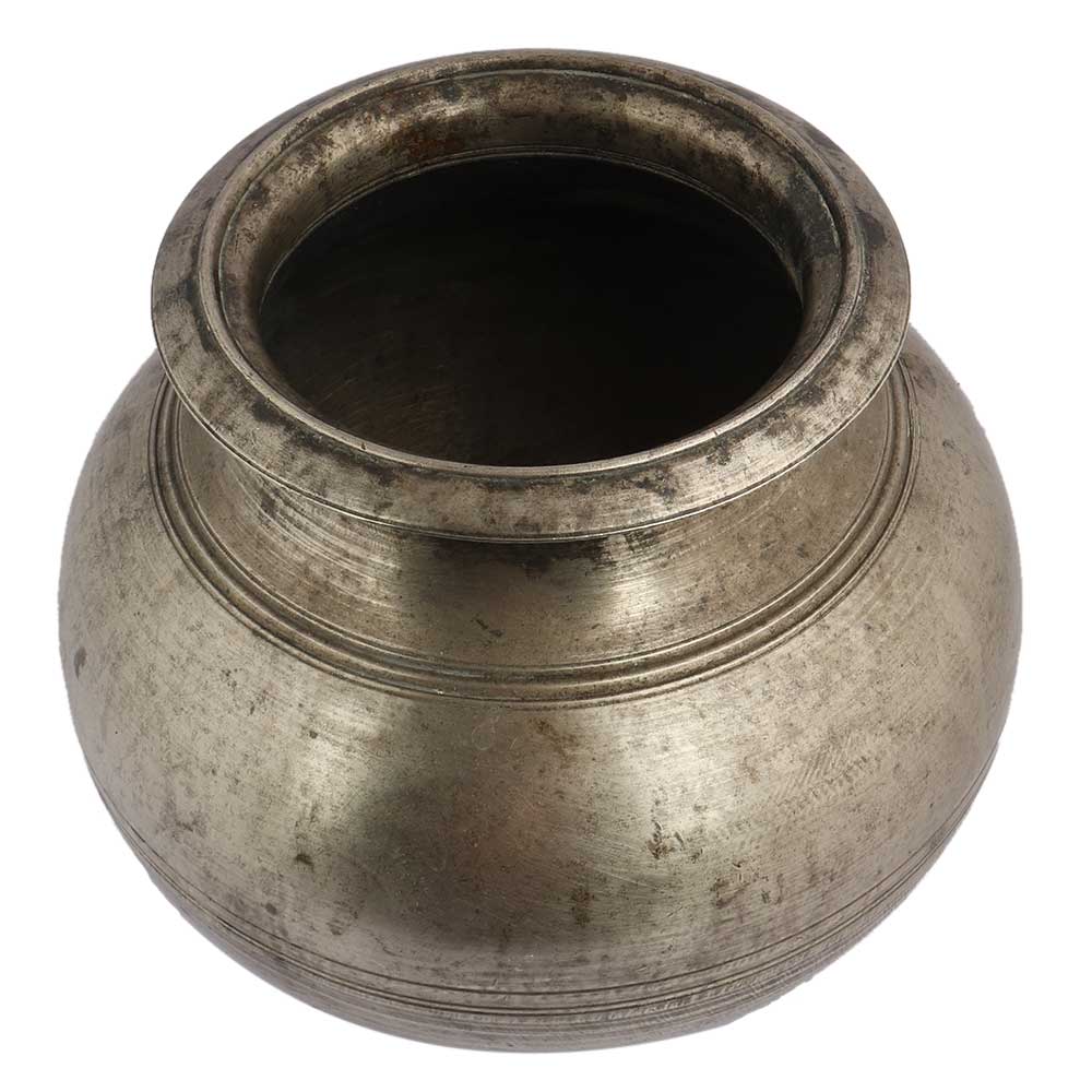 Brass Round Water Pot With Thick Rim Round Base