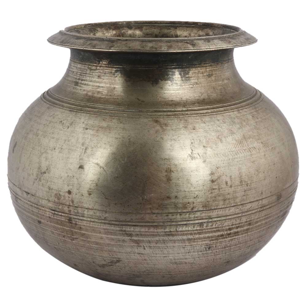 Brass Round Water Pot With Thick Rim Round Base