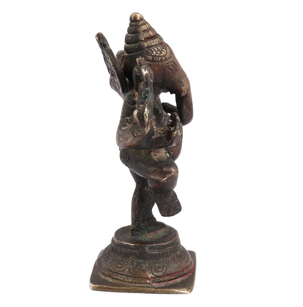 Brass Dancing Ganesha With Mooshak