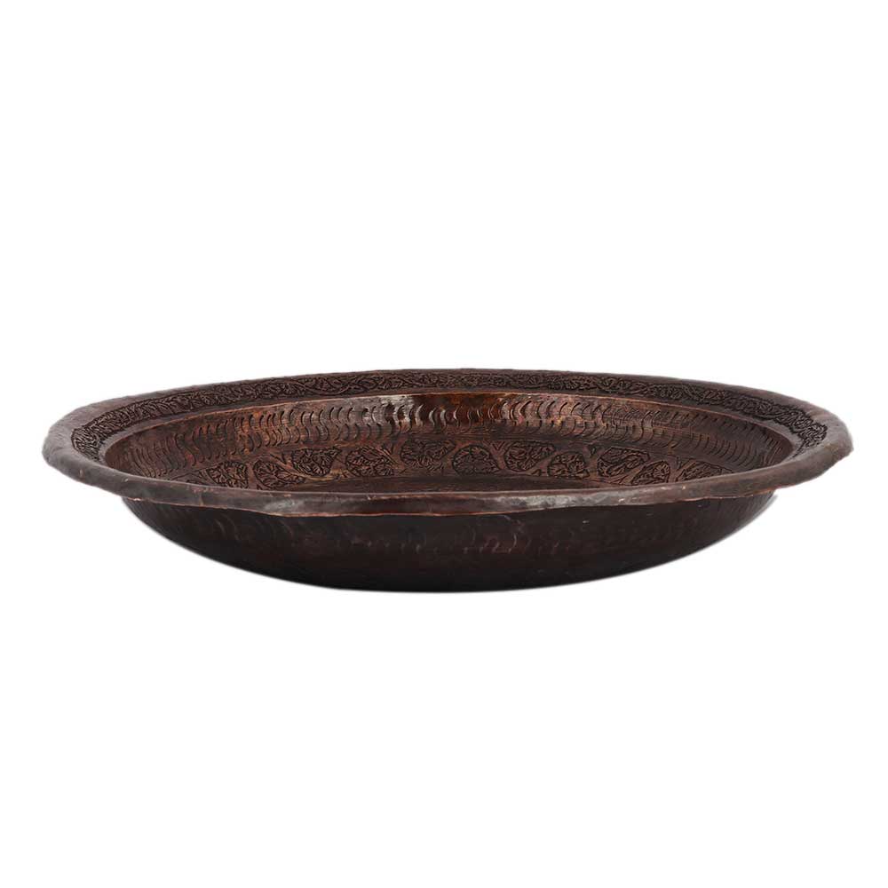 Traditional Kashmiri Copper Plate With Floral Design