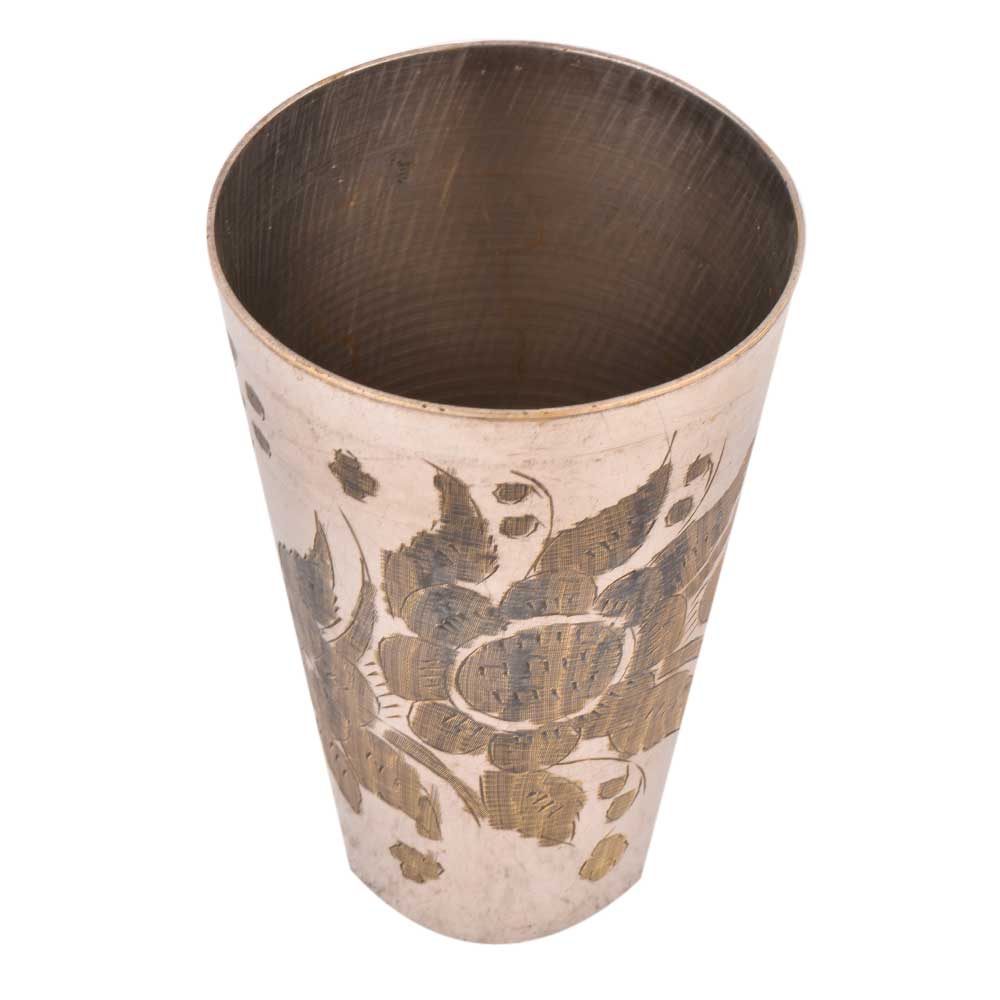 Brass Big Flower Carved Punjabi Lassi Glass