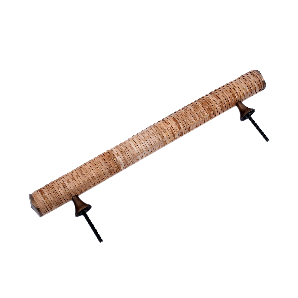 Natural Long Round Rattan Cabinet Handles 12