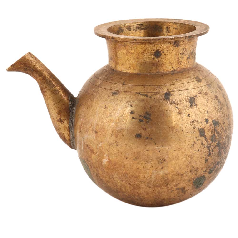 Handmade Antique Brass Rare Ganga jal Water Pot