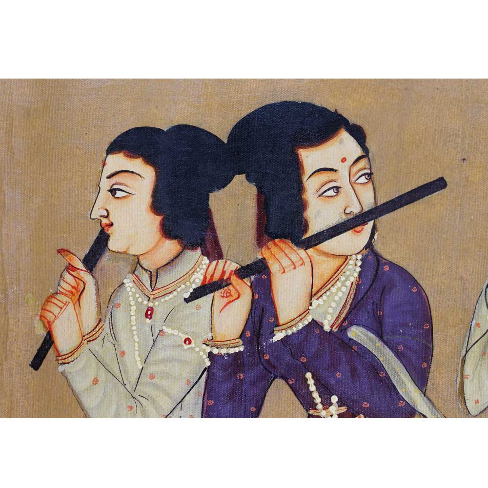 Canvas Painting Of 4 Women Playing Flutes