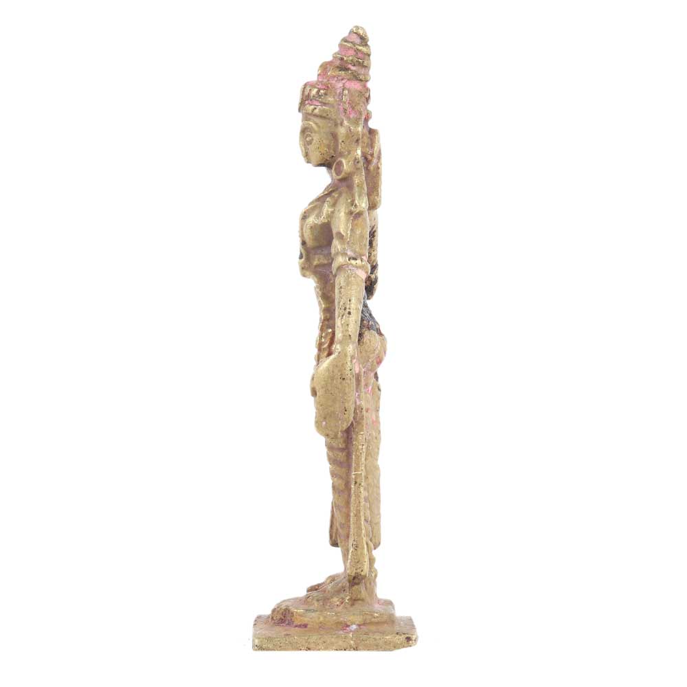 Brass Andal Devi Statue With Parrot