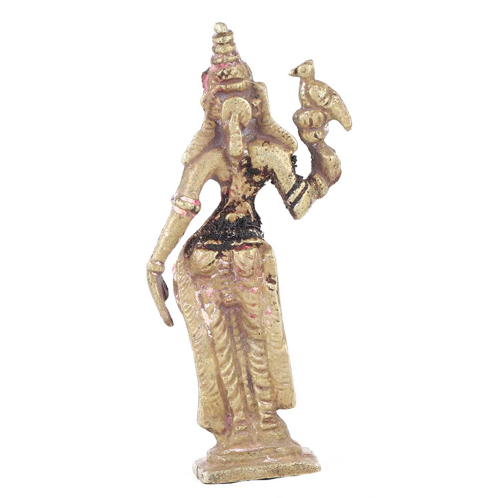 Brass Andal Devi Statue With Parrot