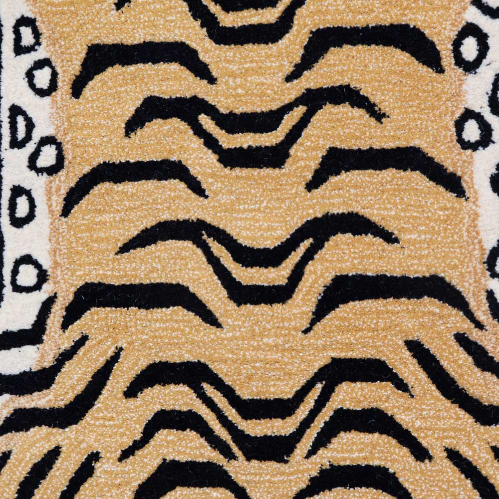 Hand Tufted Tiger Skin Wool Rug from Tibet