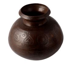 Brass Ghada Planter Pot In Dark Finish