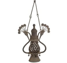 Vintage Brass Hanging Jali Pot for Decor