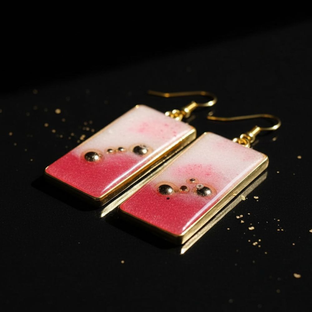 Buy Red & White Resin Modern Hoop Earrings for Statement Wear