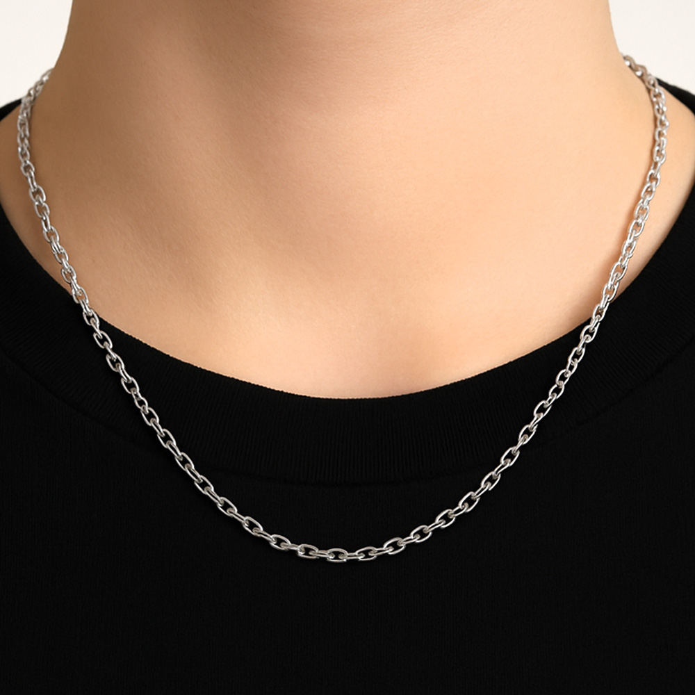 Indianshelf 92.5 Sterling Silver Uniform Link Chain Jewelry