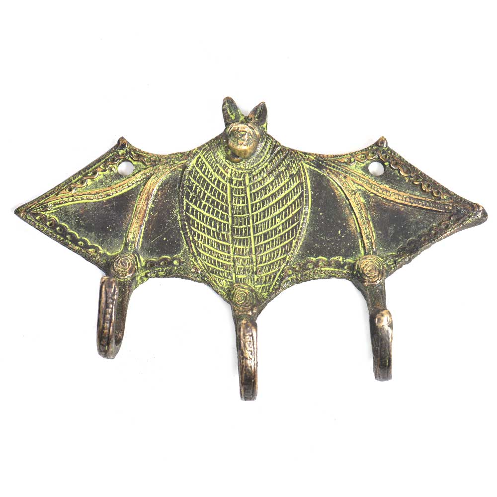 Brass 3 Hooked Bat Hook With Patina