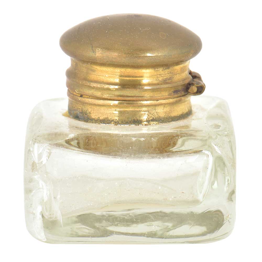 Vintage Glass Rectangular Ink Pot