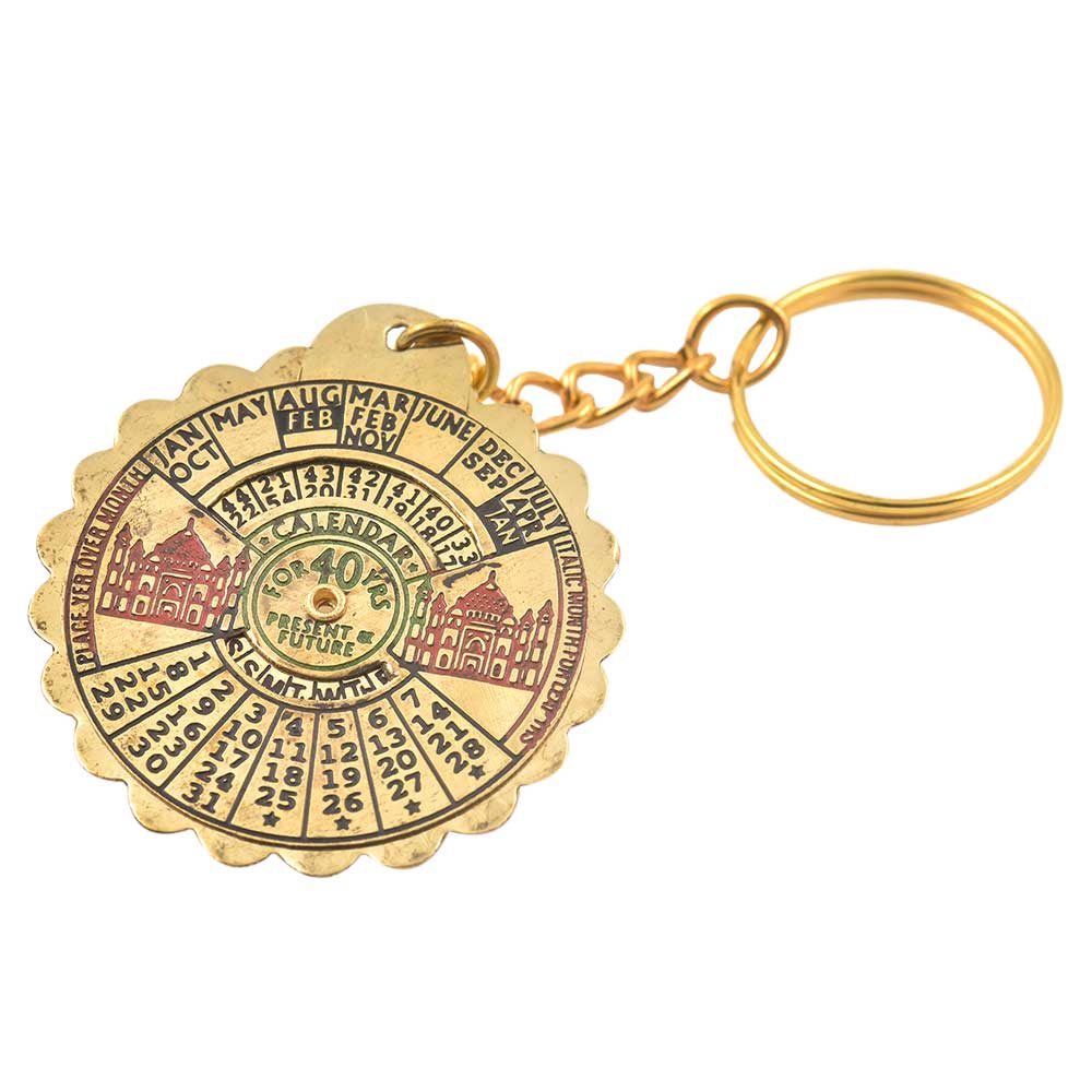Taj Mahal Scalloped Brass 40 Years Calender Keychain