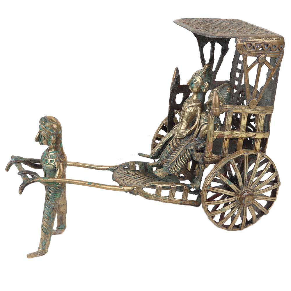Brass Rickshaw Man Pull Driven Cart