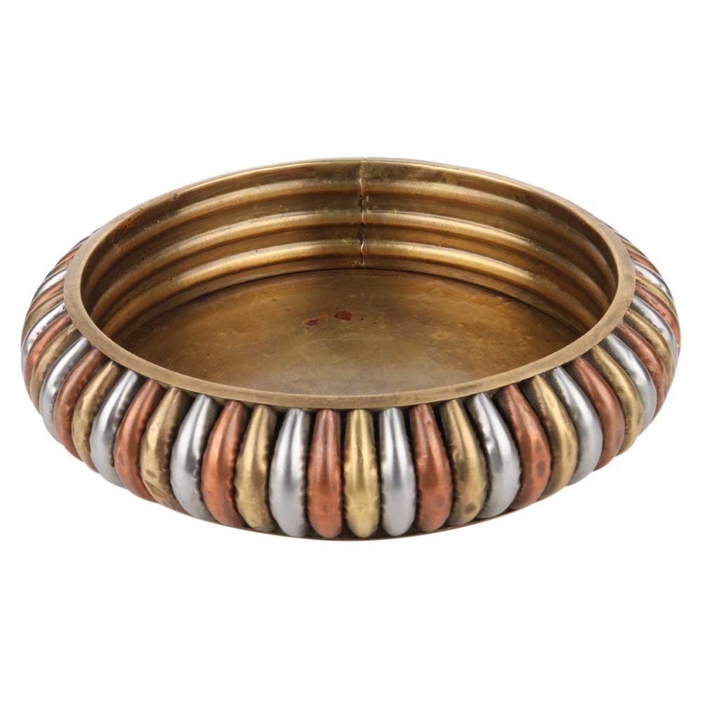Handmade Three Tone Brass Urli For Home Decoration