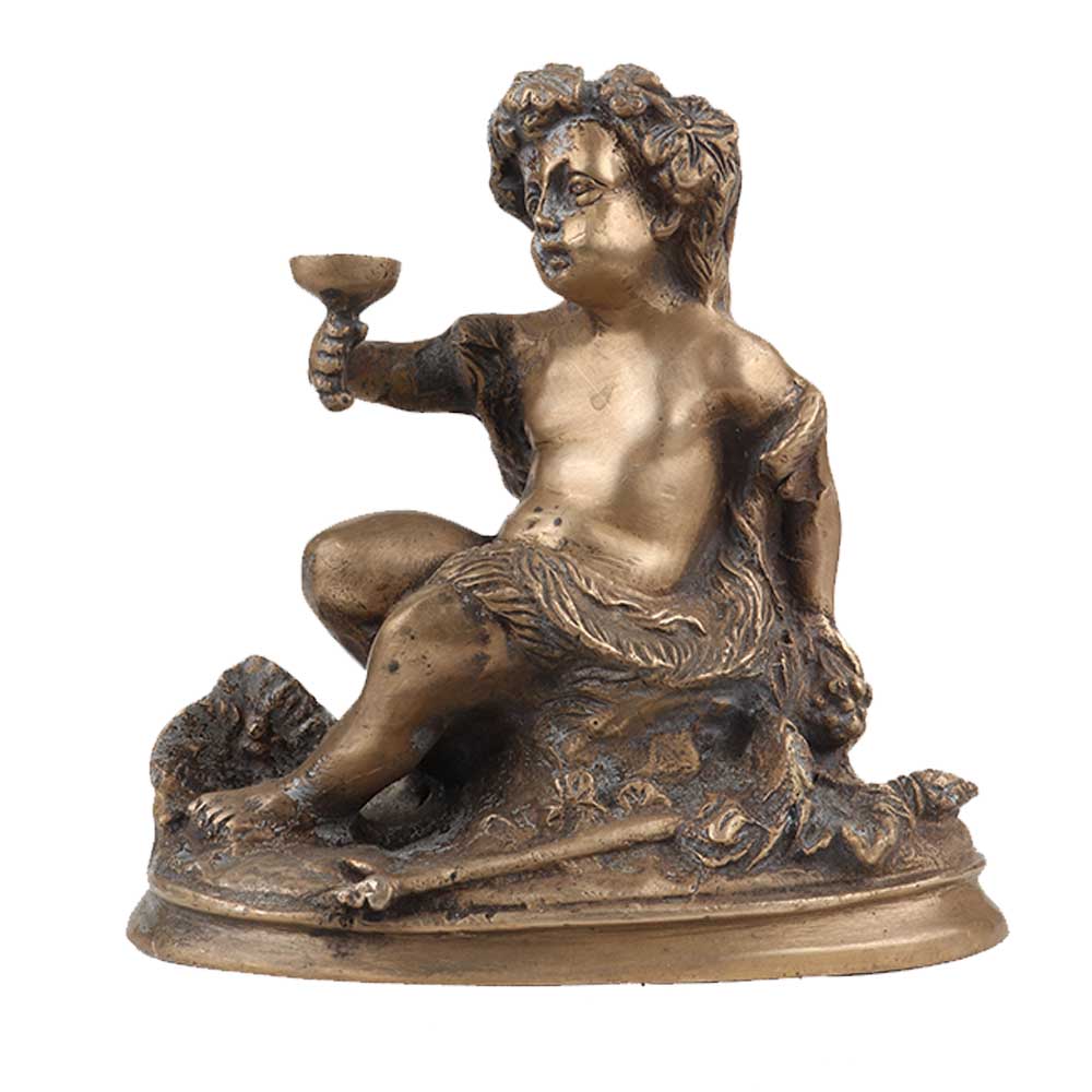 Brass Cherub Prince Statue with Glass In Hand Italian Renaissance Statue